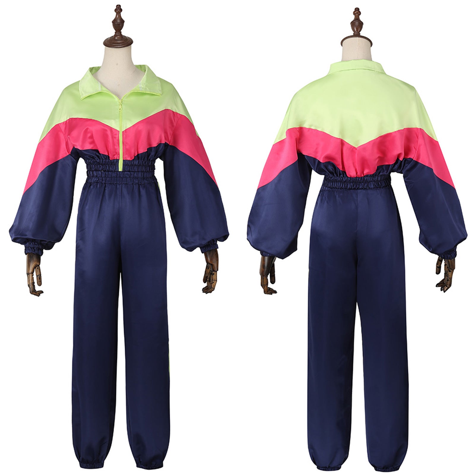 Adult Unisex 80s Retro Hip Hop Disco Navy Blue Tracksuit Colorblock Ou