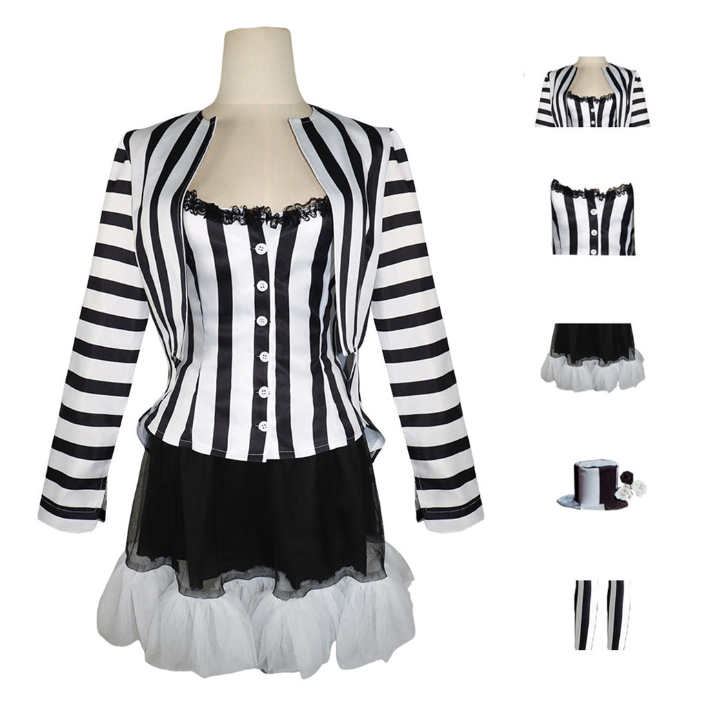 Beetlejuice Costume Black and White Striped Couple Clothing