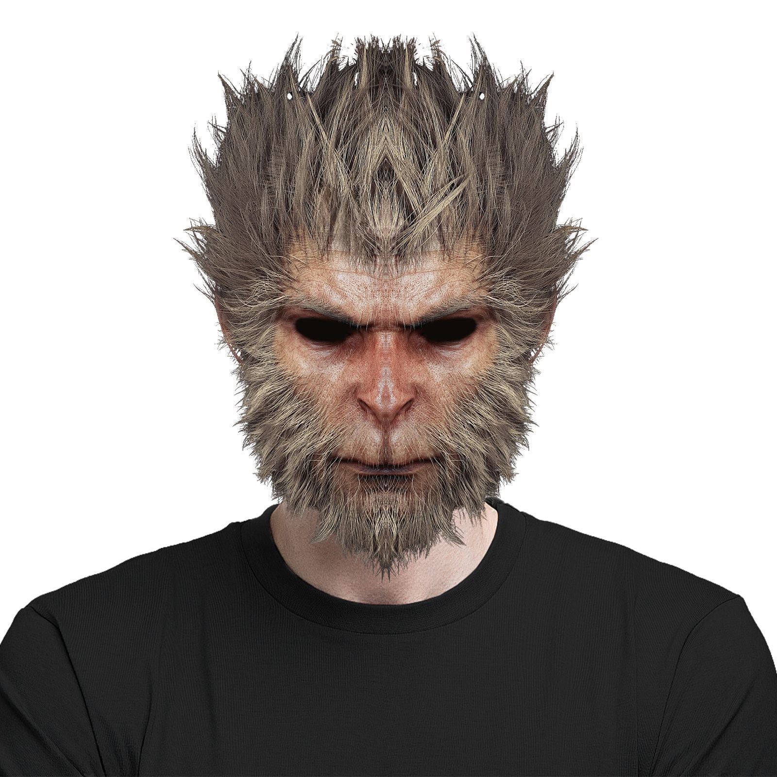 Black Myth Wukong Cosplay Mask Monkey King Latex Facepiece-AwwwCos