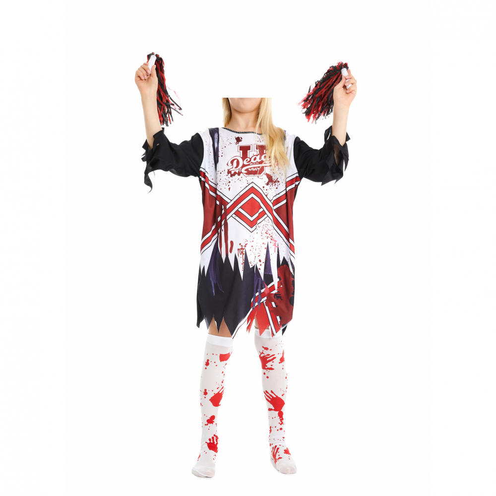 Girls Cheerleading Halloween Cosplay Costume Scary Outfit Bloody Dress ...