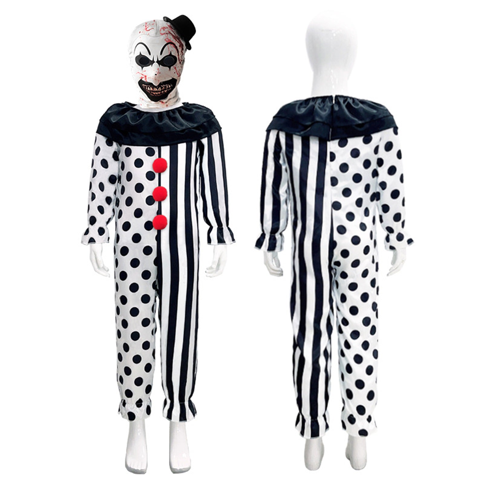 Film Terrifier It Clown Cosplay Costume Kid Wave Point Striped Jumpsui
