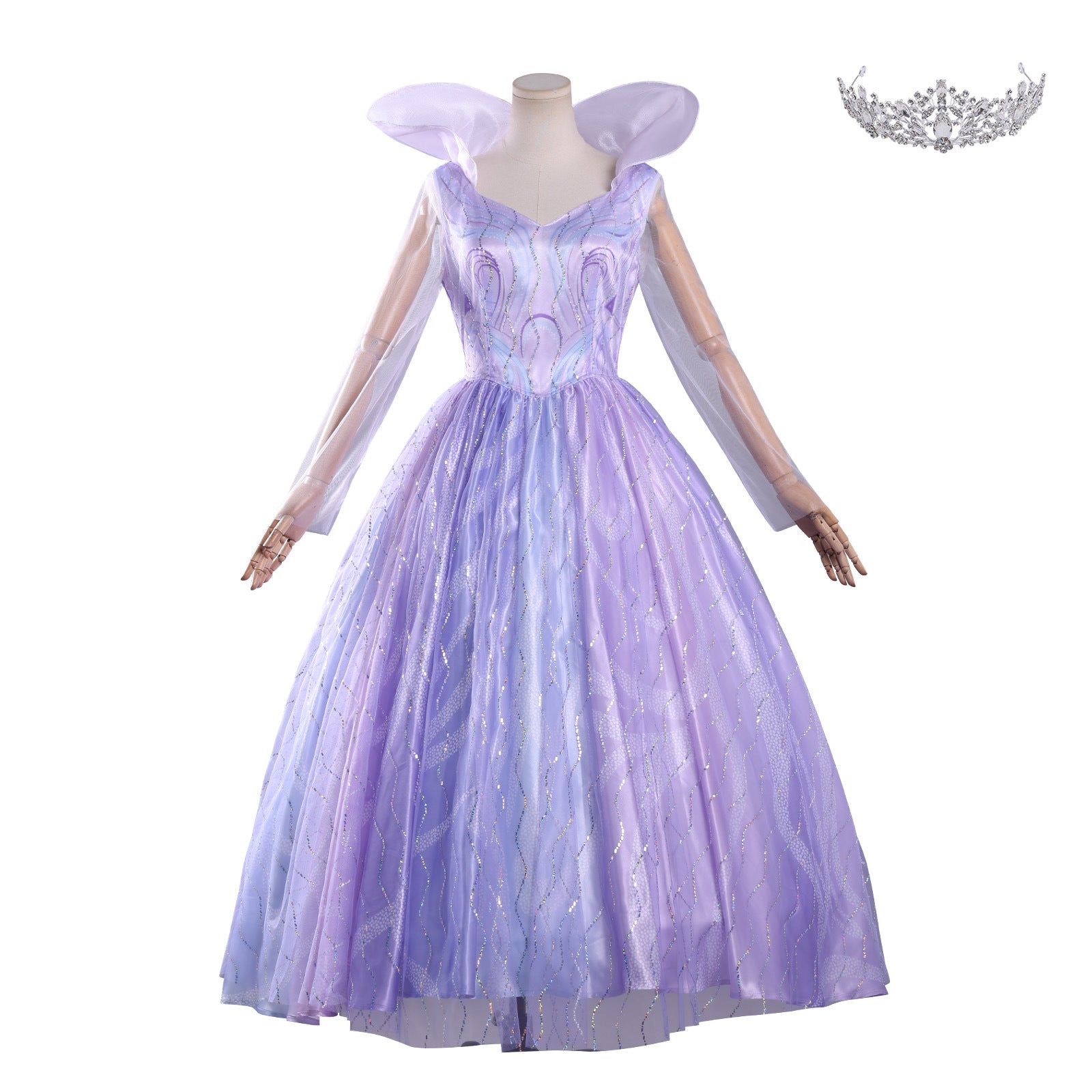 Film Wicked Glinda Glynda Cosplay Costume Stand Collar Purple Dress Cr