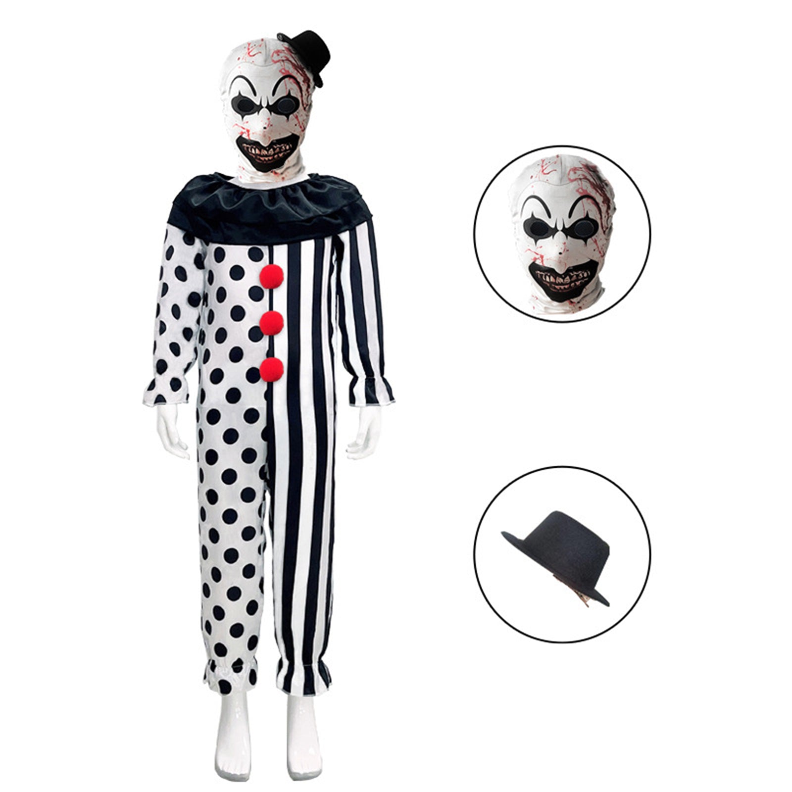 Film Terrifier It Clown Cosplay Costume Kid Wave Point Striped Jumpsui