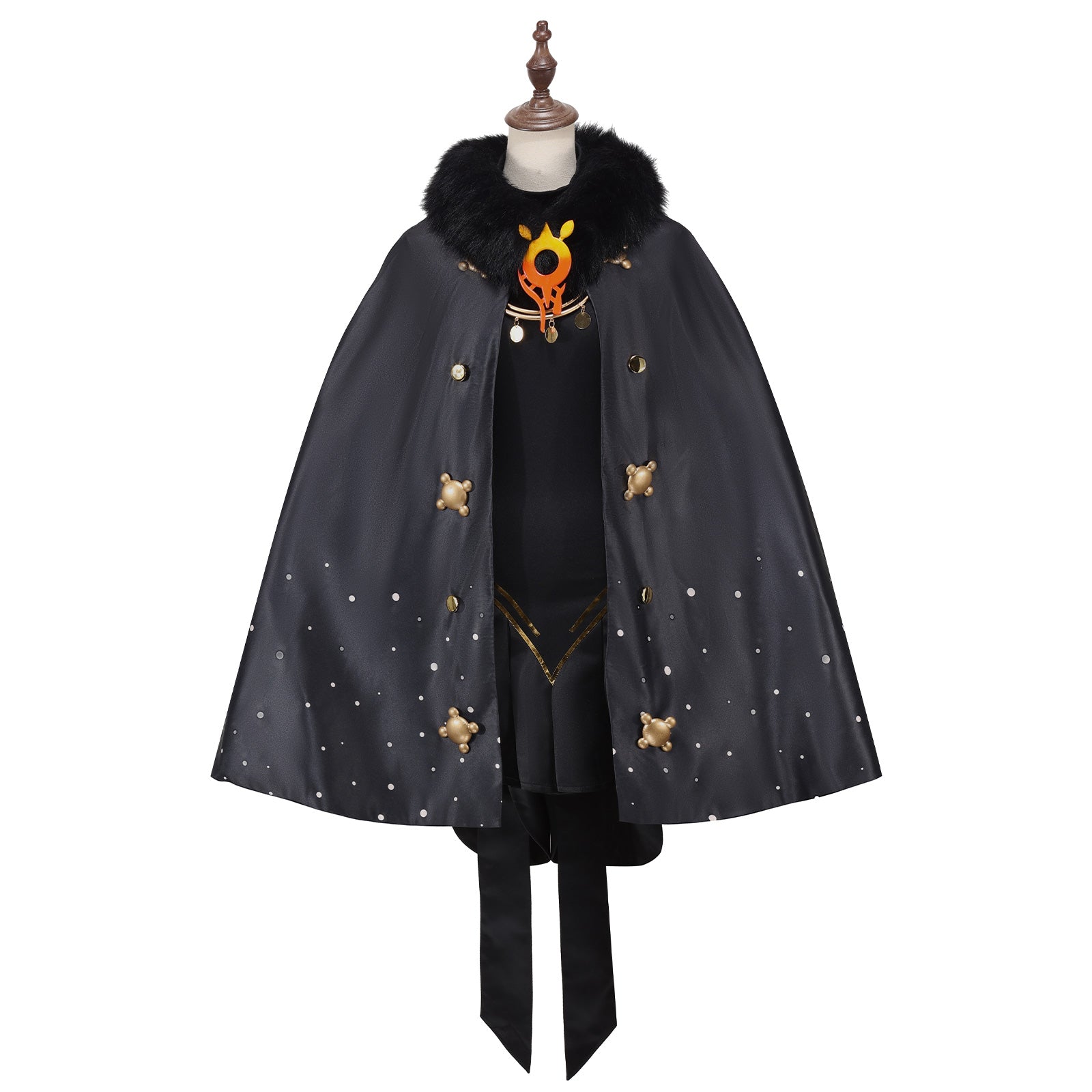 Game FGO Ereshkigal Alter Cosplay Costume Black Uniform Cloak