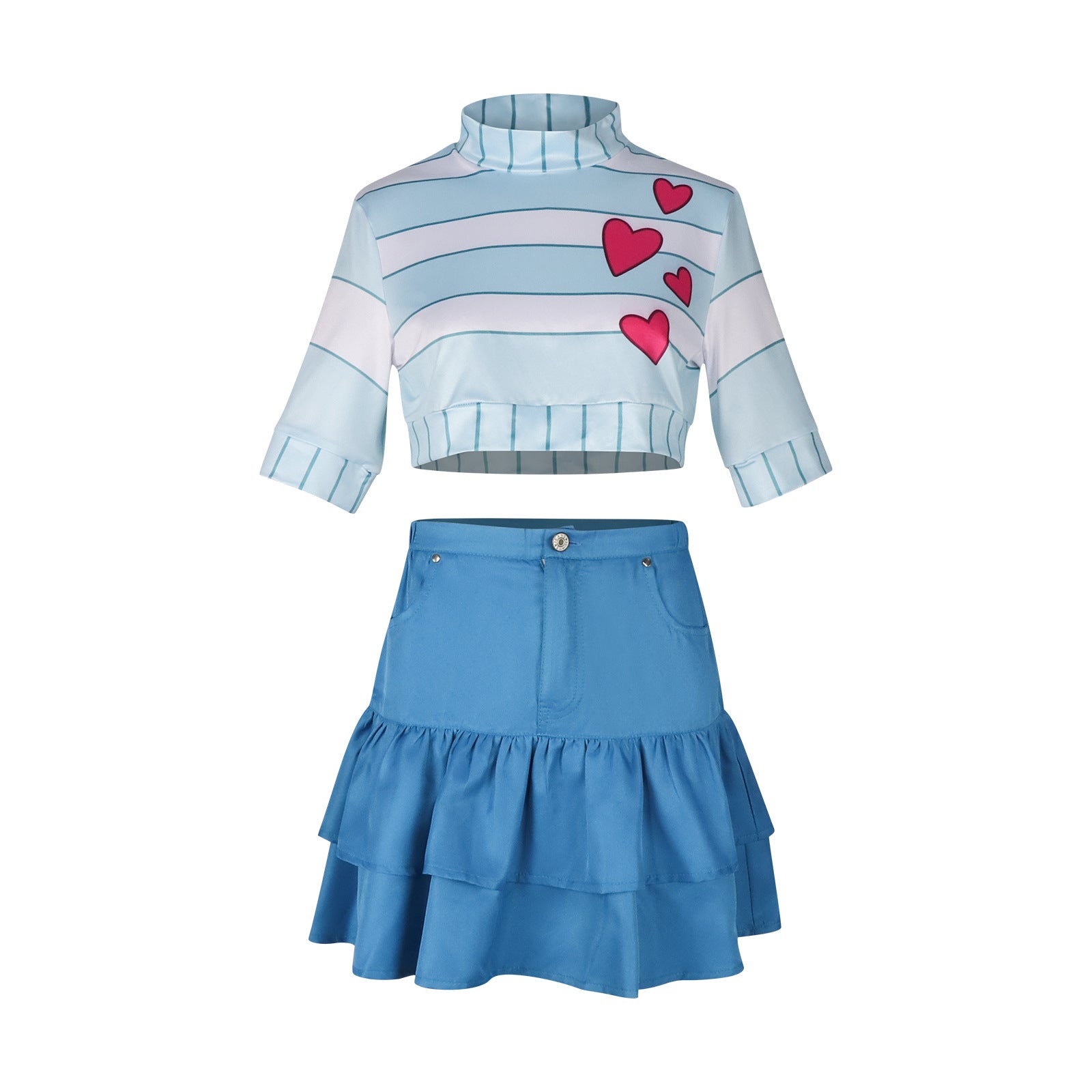 Game Mouthwashing Cory Cosplay Costume Crop Top Ruffles Skirt