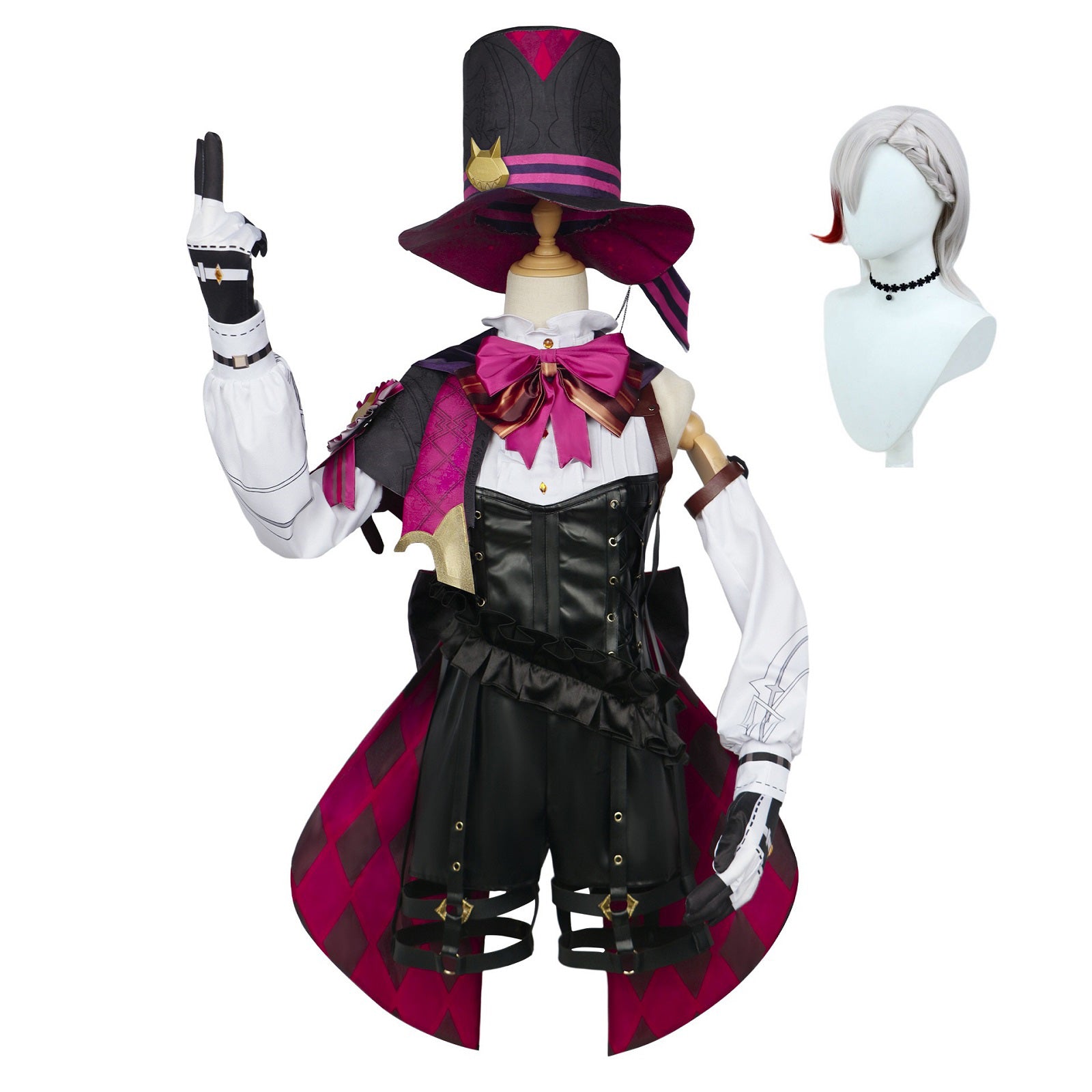 Game Genshin Impact Lyney Lynette Cosplay Costume Outfit with Hat Wig