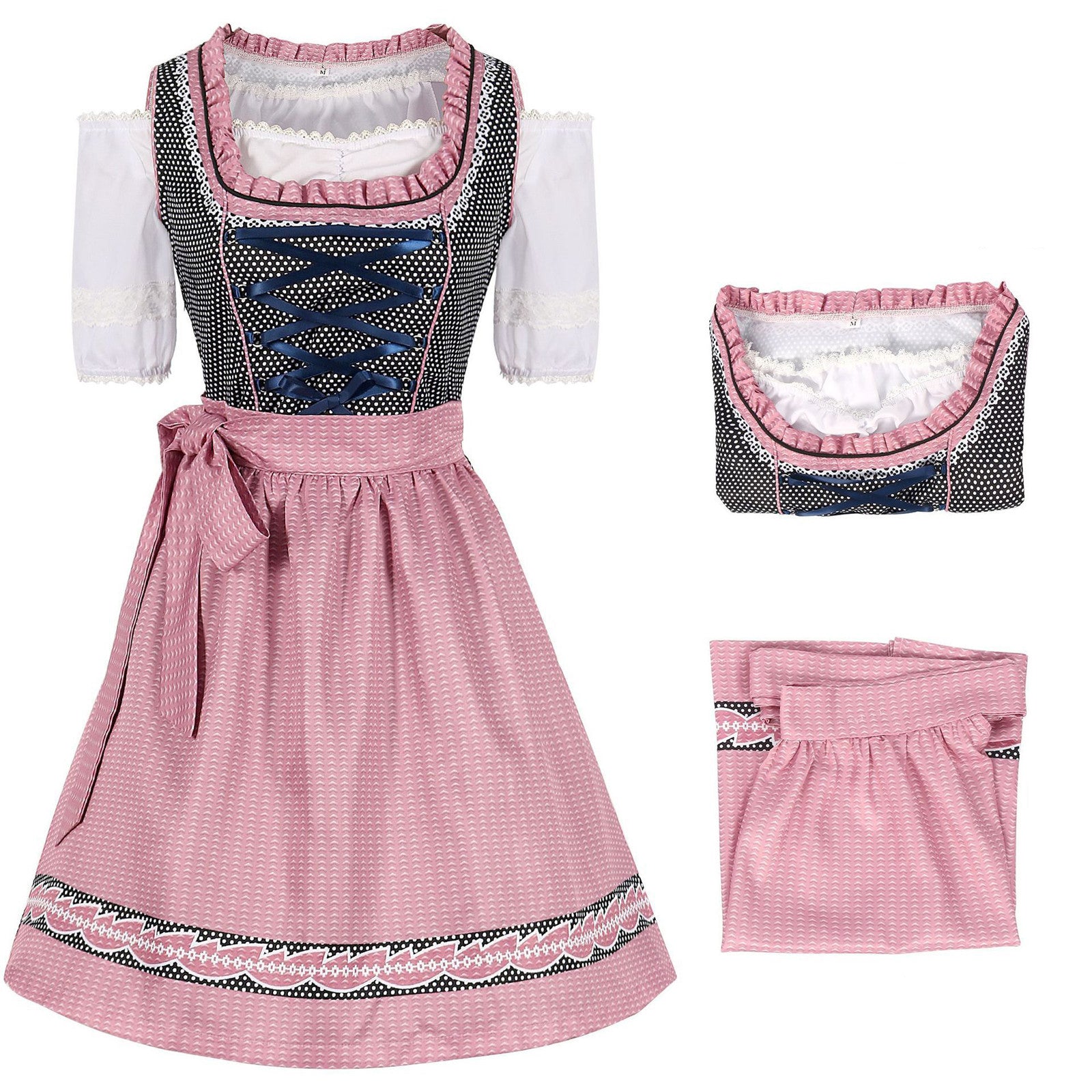German Beer Festival Cosplay Polka Dot Dress Oktoberfest Dirndl Costum