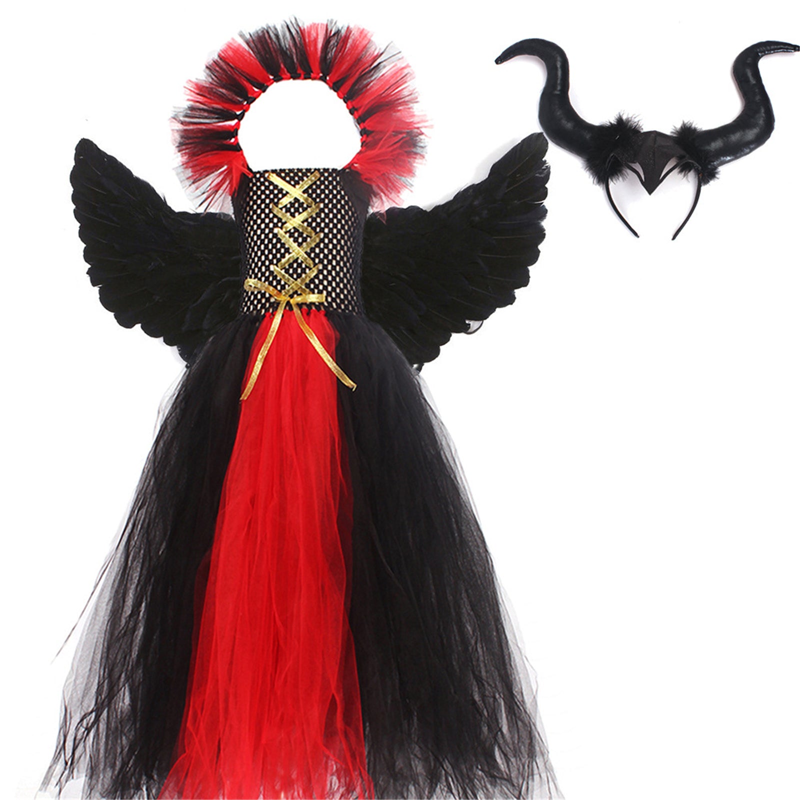 Little Devil Girl Dress Tutu Gothic Vampire Princess Costume Wing