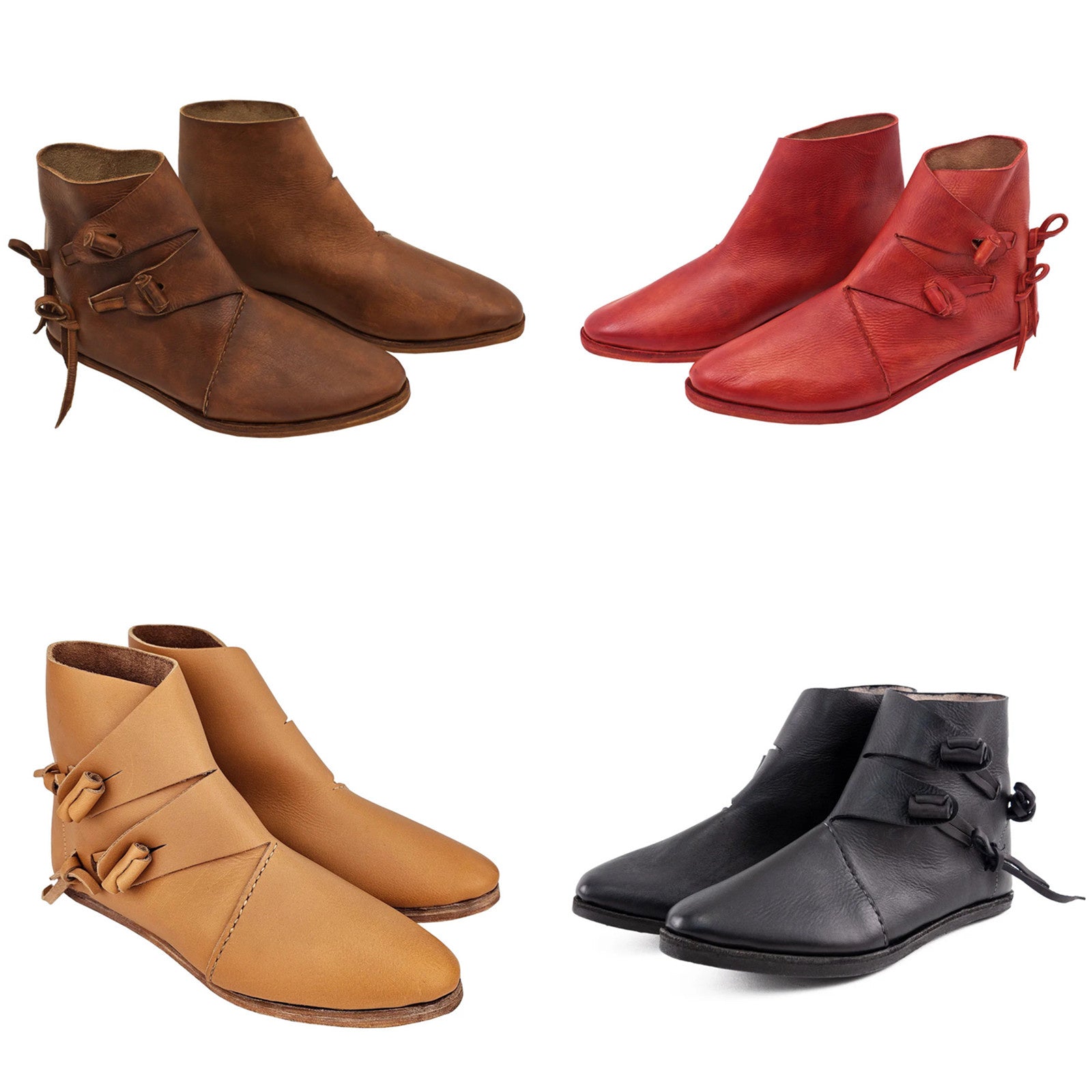 Medieval Boots Slip on Lace Up Pirate Viking Cosplay Tied Cuff Shoes
