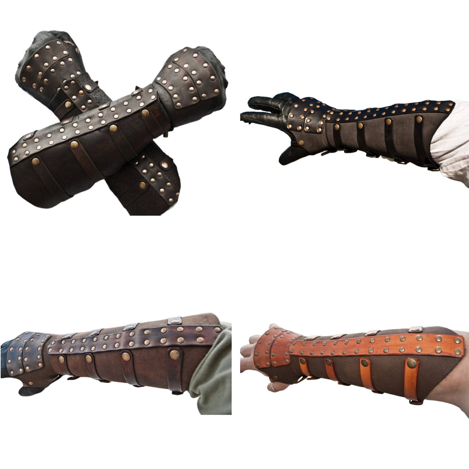 Medieval Viking Faux Leather Bracer Rivet Arm Guards Wristband