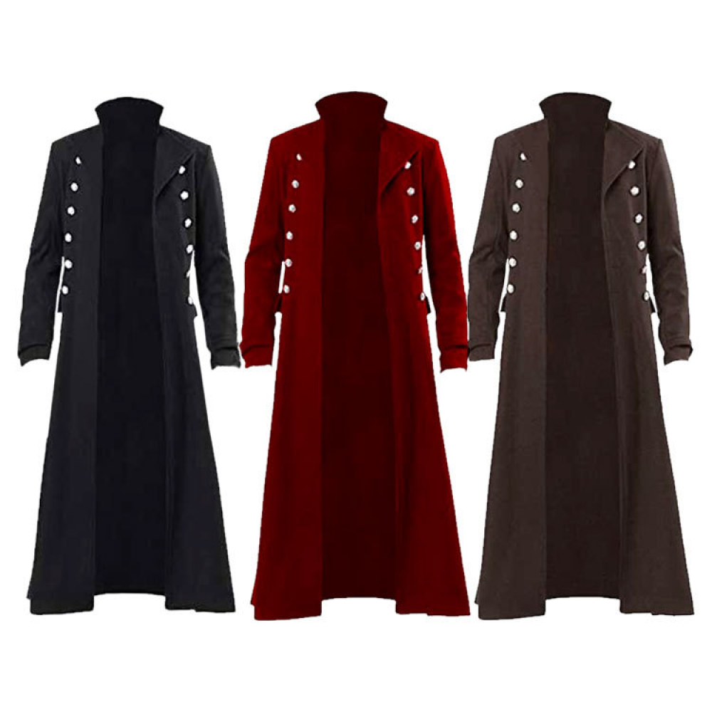 Men Steampunk Gothic Tailcoat Victorian Stage Frock Uniform Coat Costu
