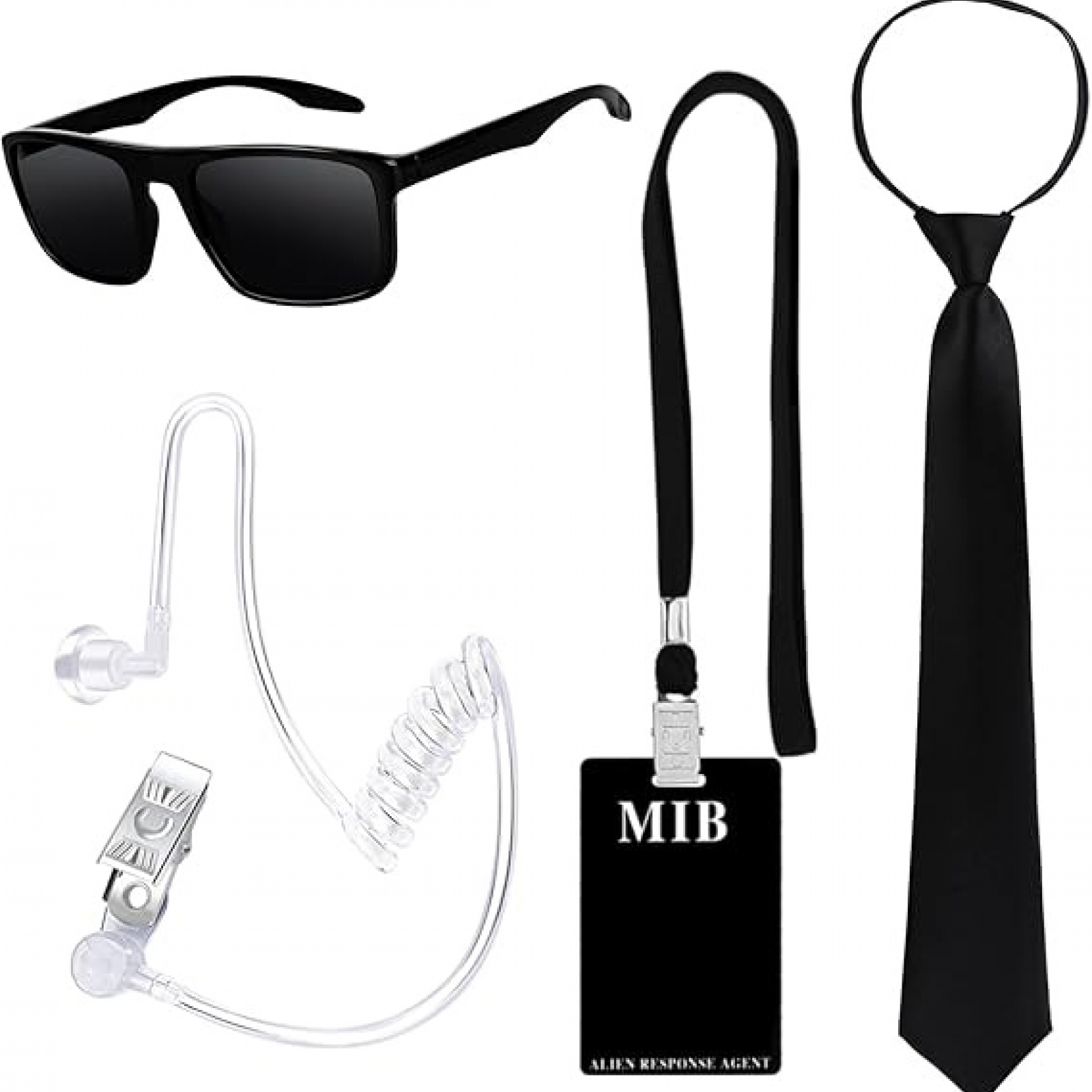 Sunglasses Identity Badge Fake Headphones Spy Agent Cosplay Suit