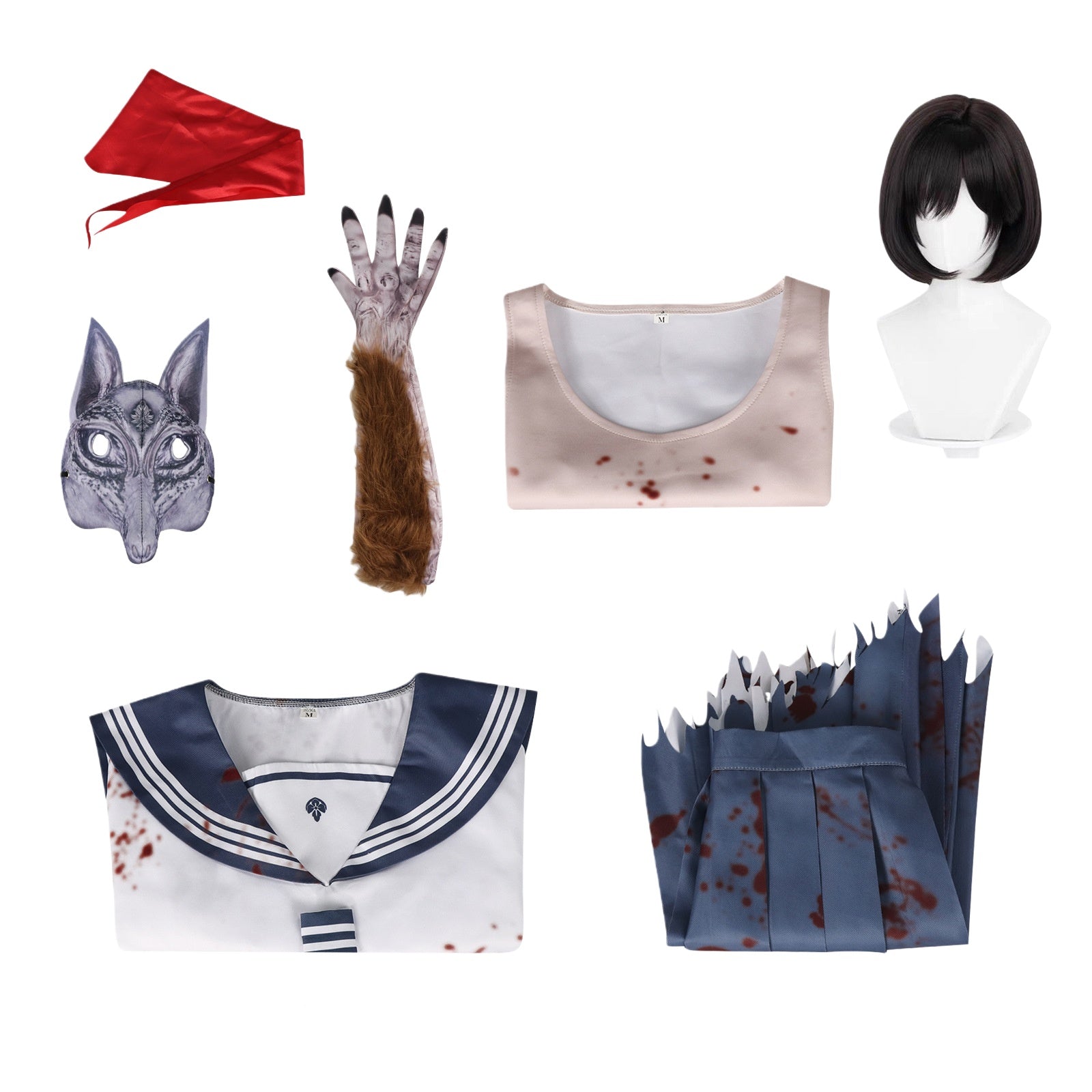 Women Silent Hill Shimizu Hinako Cosplay Costume Shoes Wig Bloodstaine