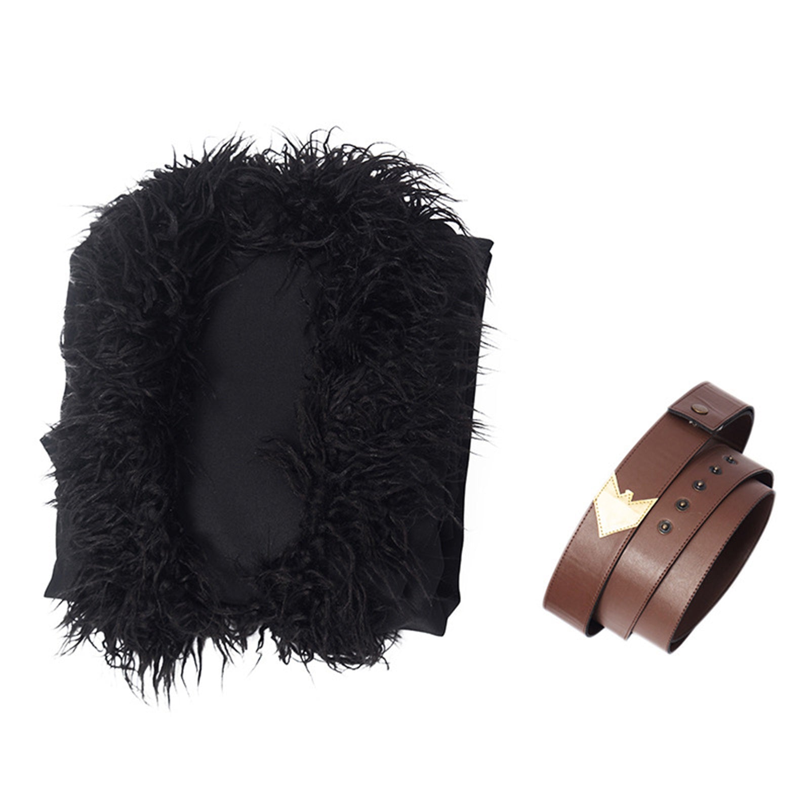 Wonder Woman Cloak Cosplay Costume Black Fur Collar Long Cape Belt